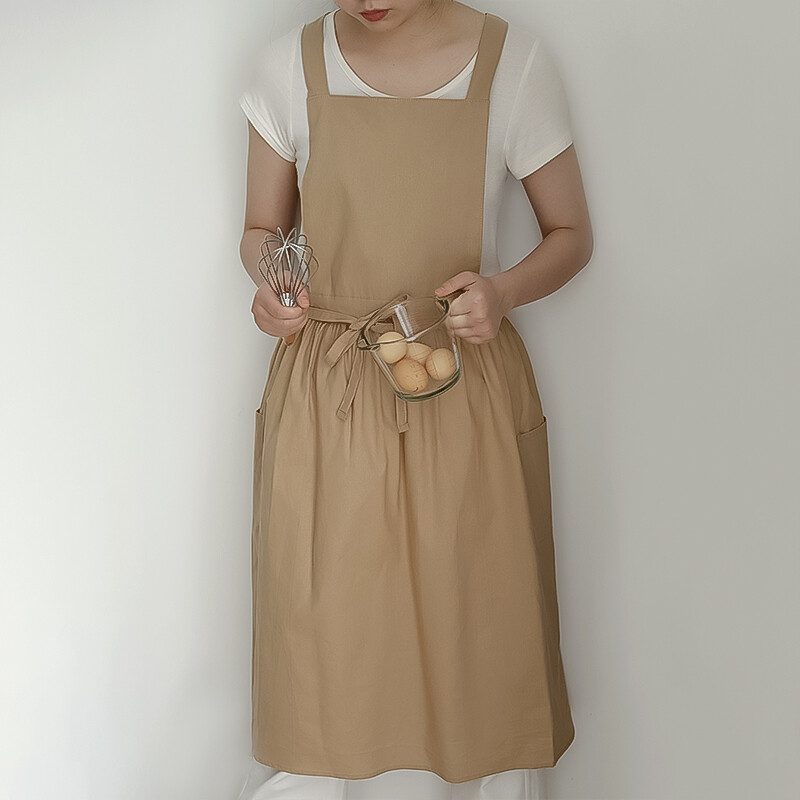 Women Cotton Pleated Sleeveless Apron Casual Florist Shop Kitchen ...
