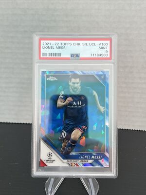 2021-22 Topps Chrome Sapphire UEFA UCL Lionel Messi #100 PSA 9 mint | eBay