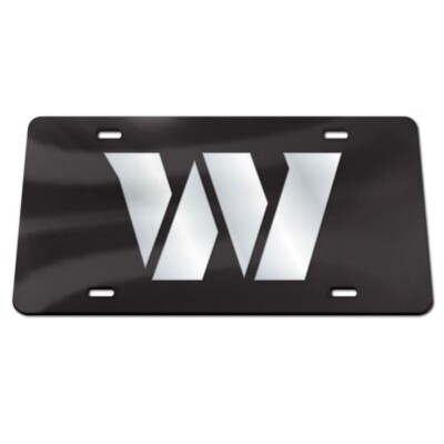 WASHINGTON COMMANDERS BLACK AND SILVER CRYSTAL MIRRORED CAR LICENSE ...