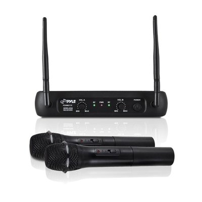 Wireless Mic System Receiver Microphone Equipment 2 Channel Host Event ...