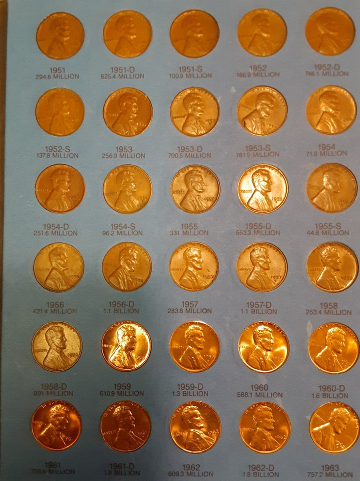 lincoln penny set collection 1909 vdb-2022 p d s wheat cent plus bu ...