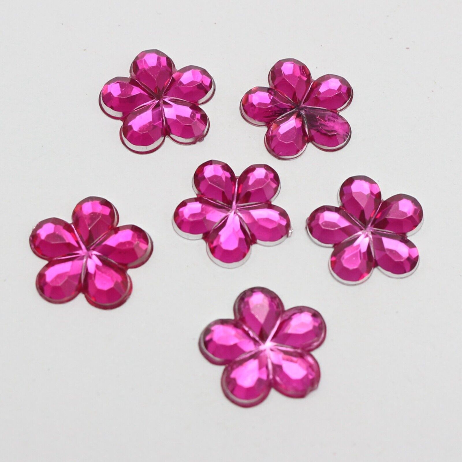 200 Acrylic Flatback Flower Rhinestone Gem 15mm Various Color DIY ...