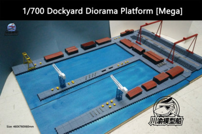 1/700 Dockyard Shipyard Diorama Platform includes Wooden Buildings Mega ...