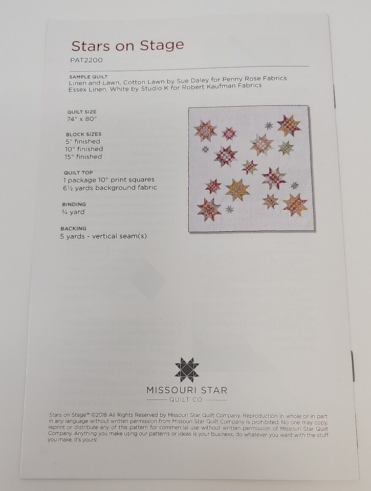 Missouri Star Quilt Co - "Stars on Stage" Quilt Pattern | eBay