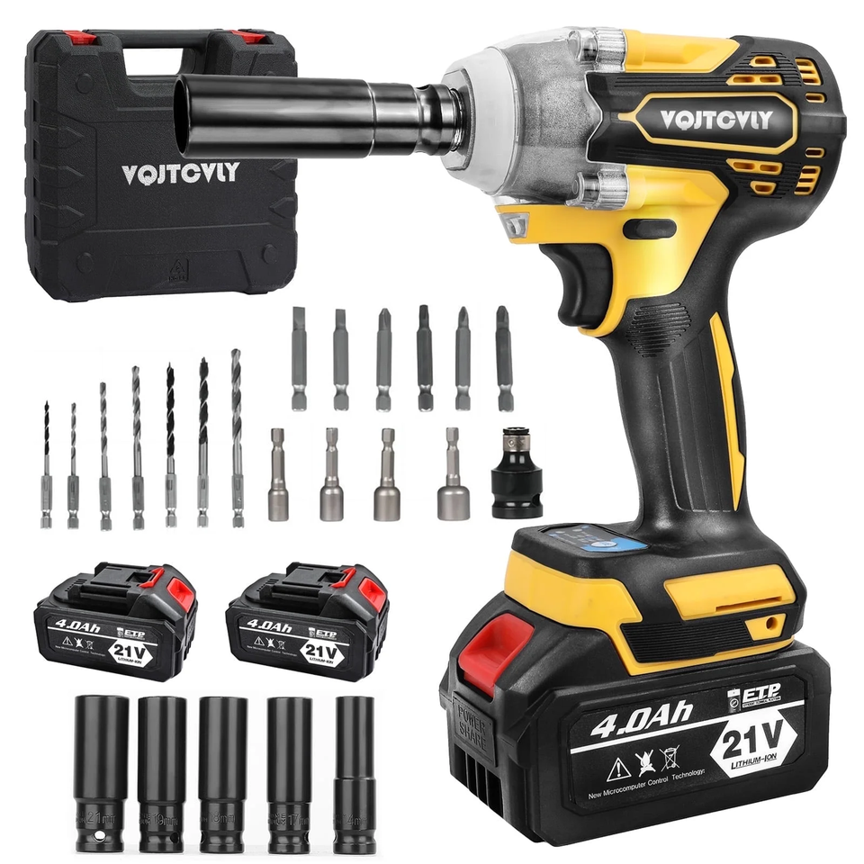 Brushless Impact Driver, 21V Cordless Impact Wrench 1/2 Inch, 2 × 4.0Ah ...
