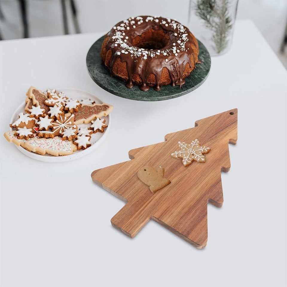 Christmas Cutting Board, 2 Pcs Wooden Christmas Tree Charcuterie Boards ...