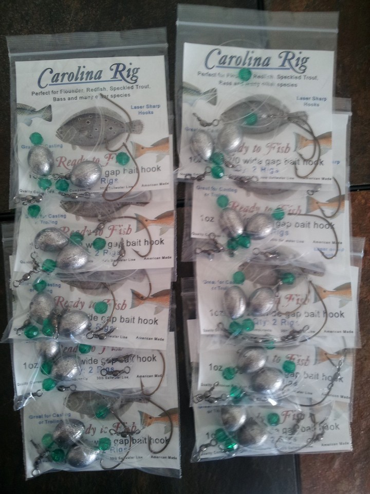 Carolina rigs 10 rigs 3/4oz 2/0 mustad hook fishing rig flounder ...