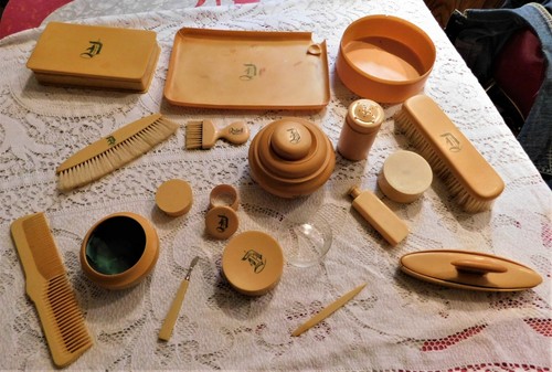 Giant Collection Antique Early 1900's Du Barry Ivory Pyralin Vanity Set ...