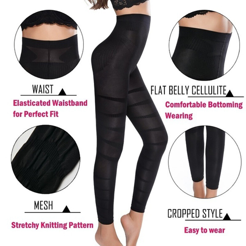 Anti Cellulite Compression Leggings Leg Shaper High Waist Black Pants ...