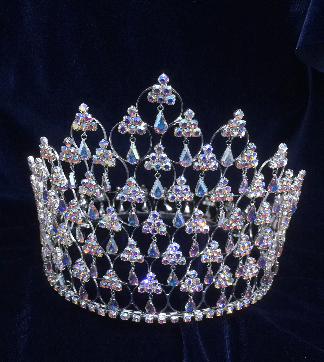 Crystal Rhinestones AB Crown.5Row Rhinestone At Bottom Round Crown.6 3/ ...