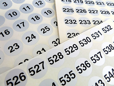 Silver 25mm Round Consecutive Sequential Number Labels Numbering ...