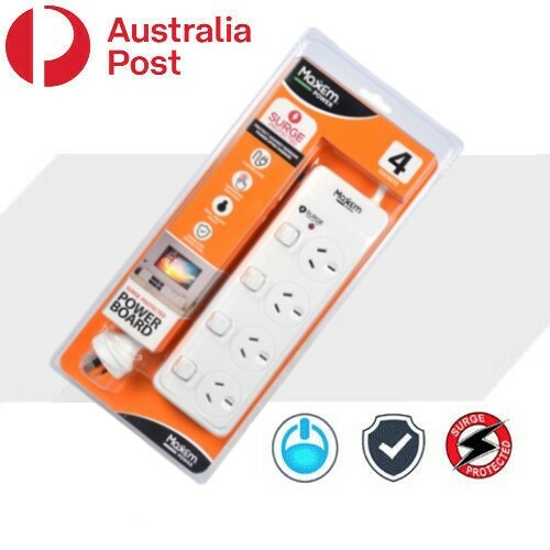 Powerboard MAXEM POWER 4 Socket Individual Outlet Master Switch Surge ...
