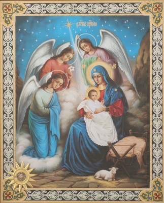 Russian Nativity Wood Icon - Infant Jesus - Angels -Christmas Artwork ...