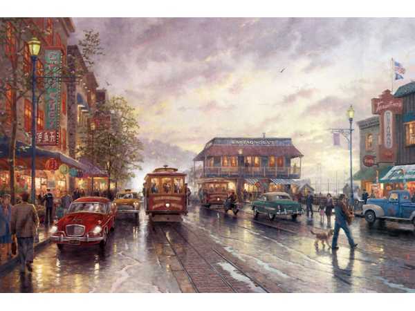 Thomas Kinkade S/N framed CITY BY THE BAY Canvas 24 x 36 New Signed ...