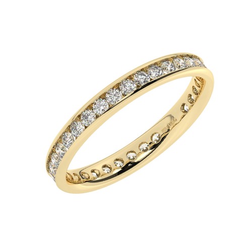 3mm Channel Set Natural Round Diamonds Full Eternity Ring in 18K Yellow ...