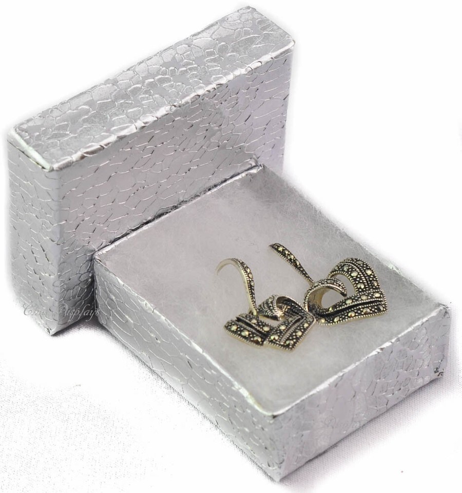 Silver Cotton Filled Gift Boxes Silver Jewelry Gift Box Jewelry 20~50 ...