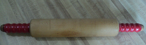 Vintage Farmhouse Ribbed Red Handle Wood ROLLING PIN | eBay