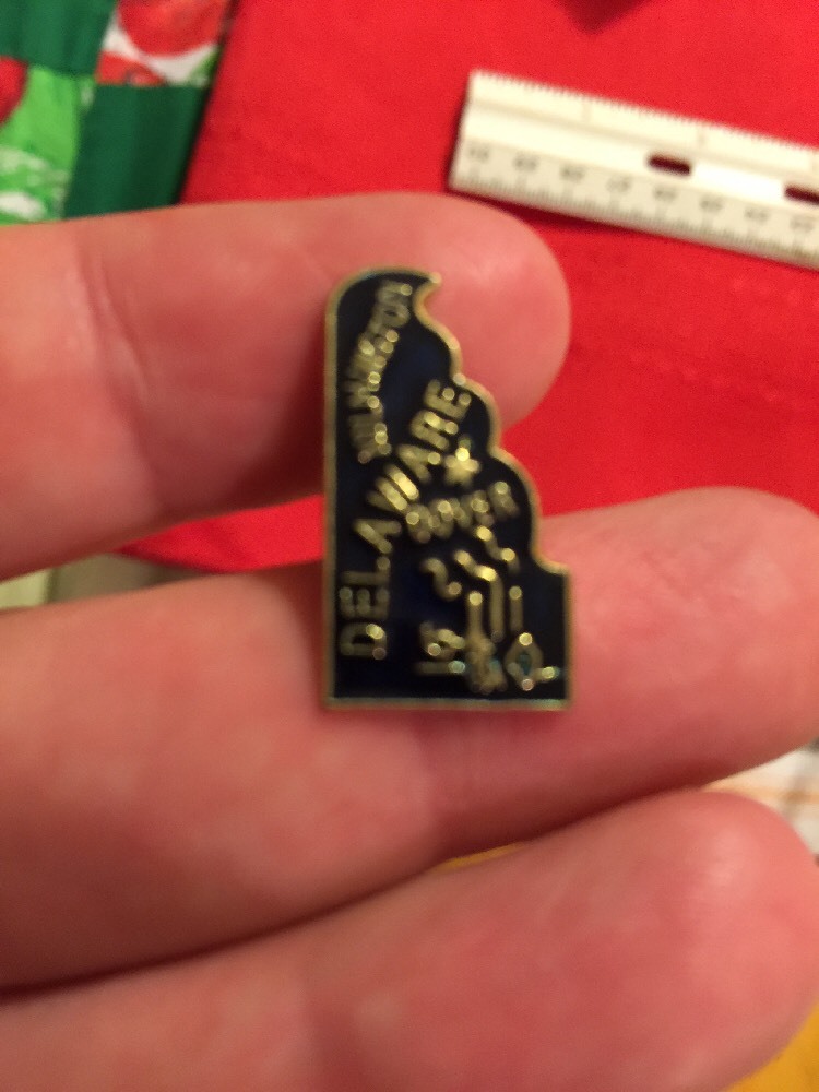 DELAWARE ENAMEL STATE LAPEL PIN UNKNOWN AGE. VERSION 1 Wilmington Dover ...