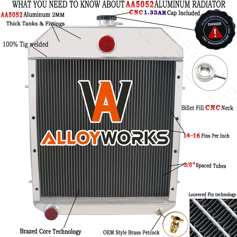 3 Row Aluminum Radiator For Case Backhoe 580B 585 586 1845 584 480D ...