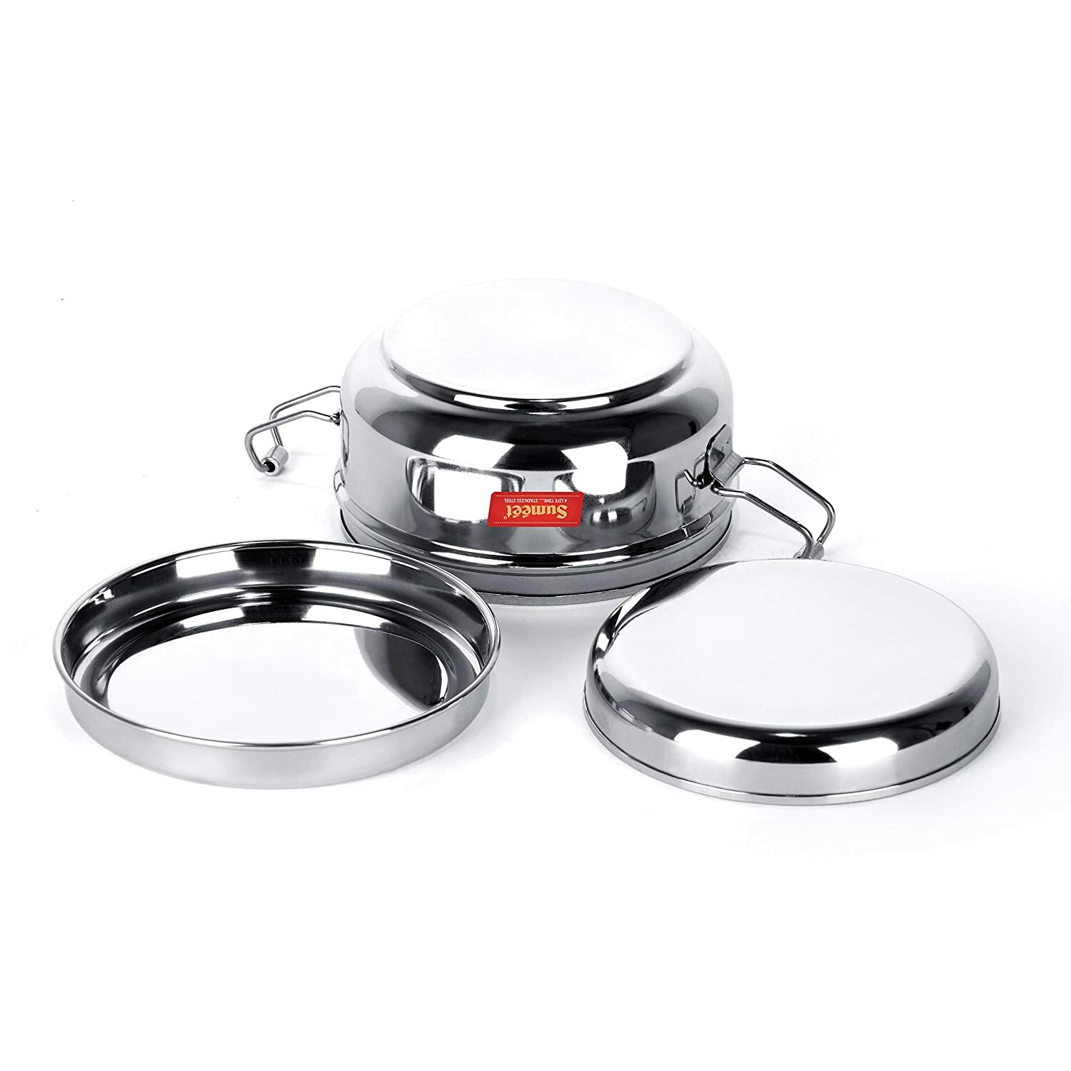 Stainless Steel Food Pack Lunch Box with Separator Plate and Locking ...