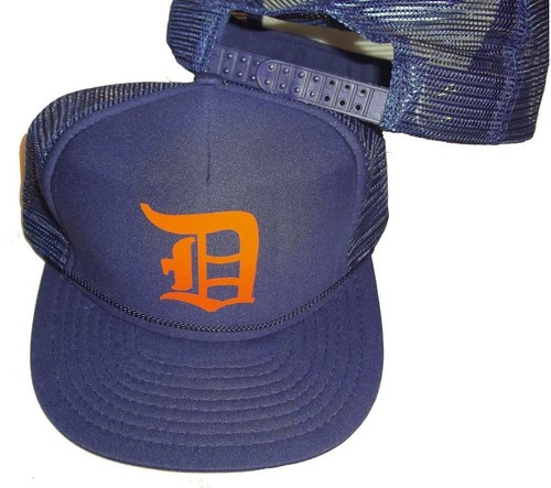 NEW NOS DETROIT OLD ENGLISH D TRUCKER VINTAGE SNAPBACK HAT tigers ...