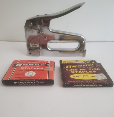 Arrow T50M Staple Gun Made in U.S.A. and 2 partial boxes of staples 5/ ...