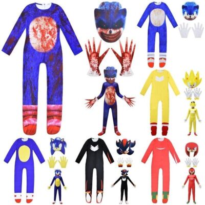 Kids Halloween Scary Sonic The Hedgehog Jumpsuit Fancy Dress Cosplay ...