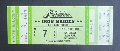 1987 Iron Maiden Concert Ticket Stub 3/7/87 Somewhere in Time Tour St ...