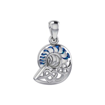 Celtic Nautilus Shell Heart 925 Sterling Silver Pendant Ocean Beach Sea ...