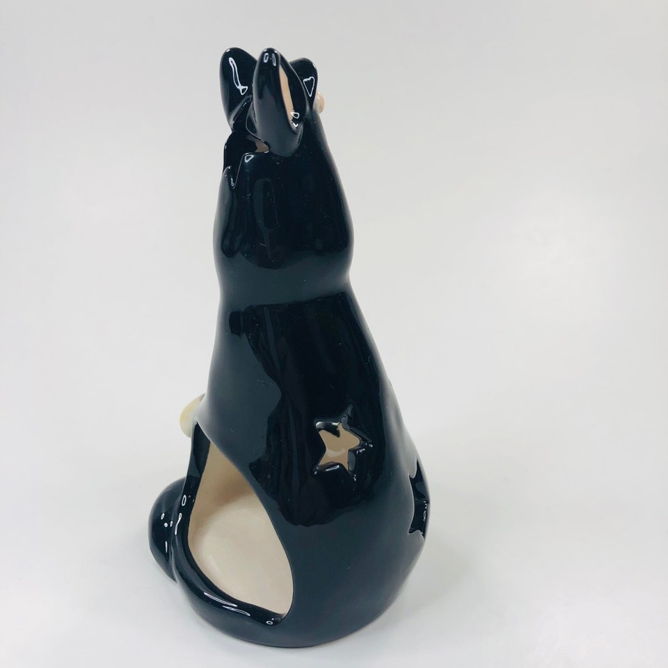 RUSS Pottery Black Cat Tea Light Holder Luminary 1990's | eBay