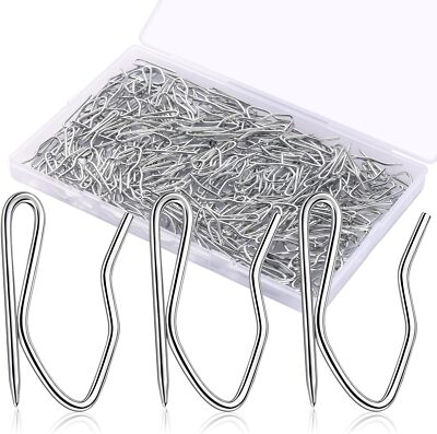 Metal Curtain Hooks, 200Pcs Drapery Pins Stainless Steel Pin-On Hooks ...