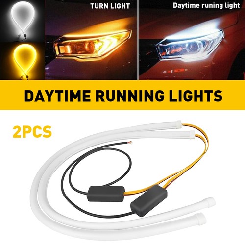 White Amber 2pc Car SUV Truck DRL Switchback Daytime Turn Running Signal V Light | eBay