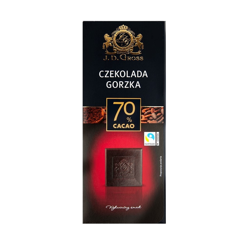 3 x J.D. GROSS Dark Chocolate Bar 70% Cocoa Extra Bitter Sweets 125 g ...