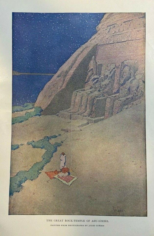 1908 Philae Egypt Pharaoh's Bed Rock temple of Abu-Simbel illustrated ...