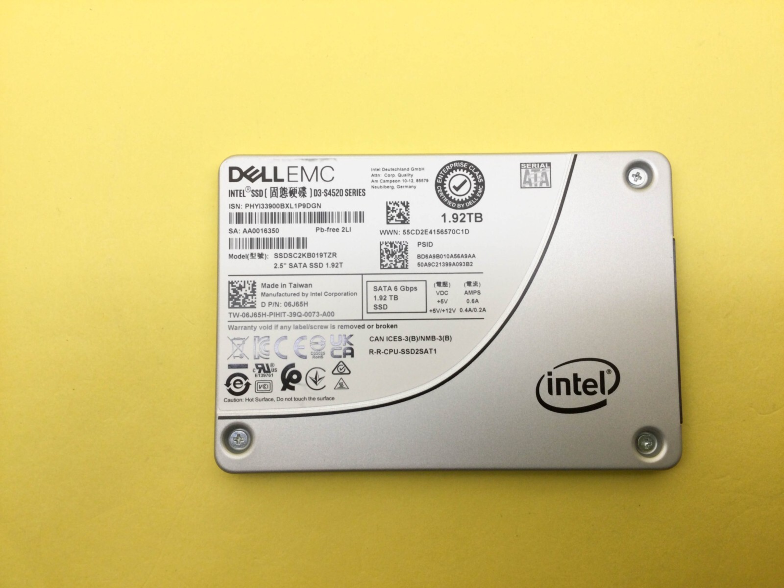 6J65H DELL EMC 1.92TB SATA 6Gbps Read Intensive 2.5'' SSD ...