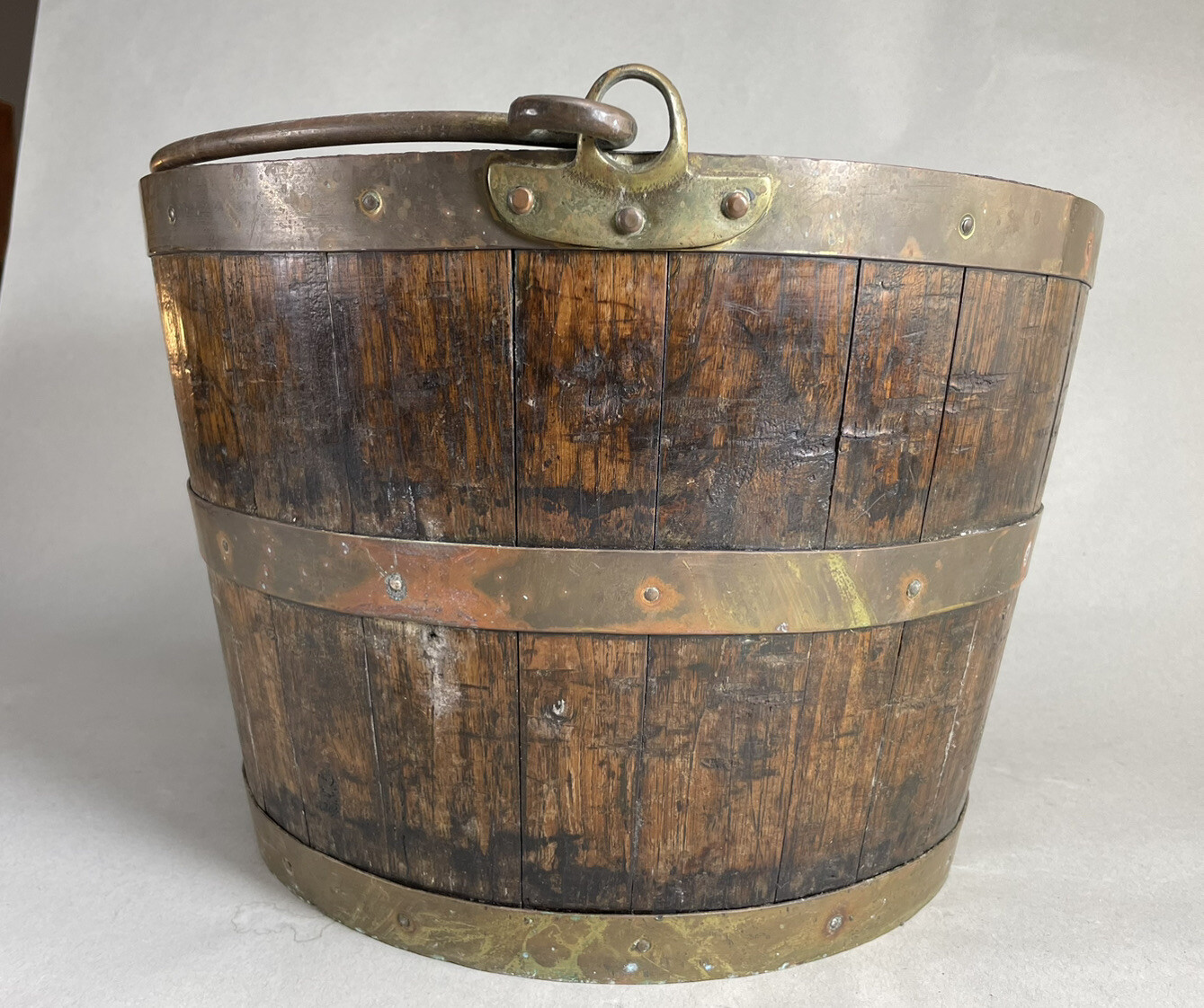 RUSTIC WOODEN & COPPER CAULDRON BUCKET POT URN | eBay
