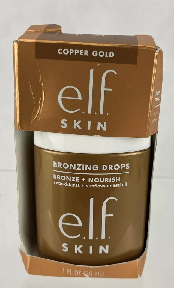 e.l.f. Skin Bronzing Drops COPPER GOLD Bronze 3 Sunkissed Glow (Box ...