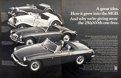 1971 MG MGB & Vintage MGA MG-TD MG-TC photo "A Great Idea Grew" 2-page ...