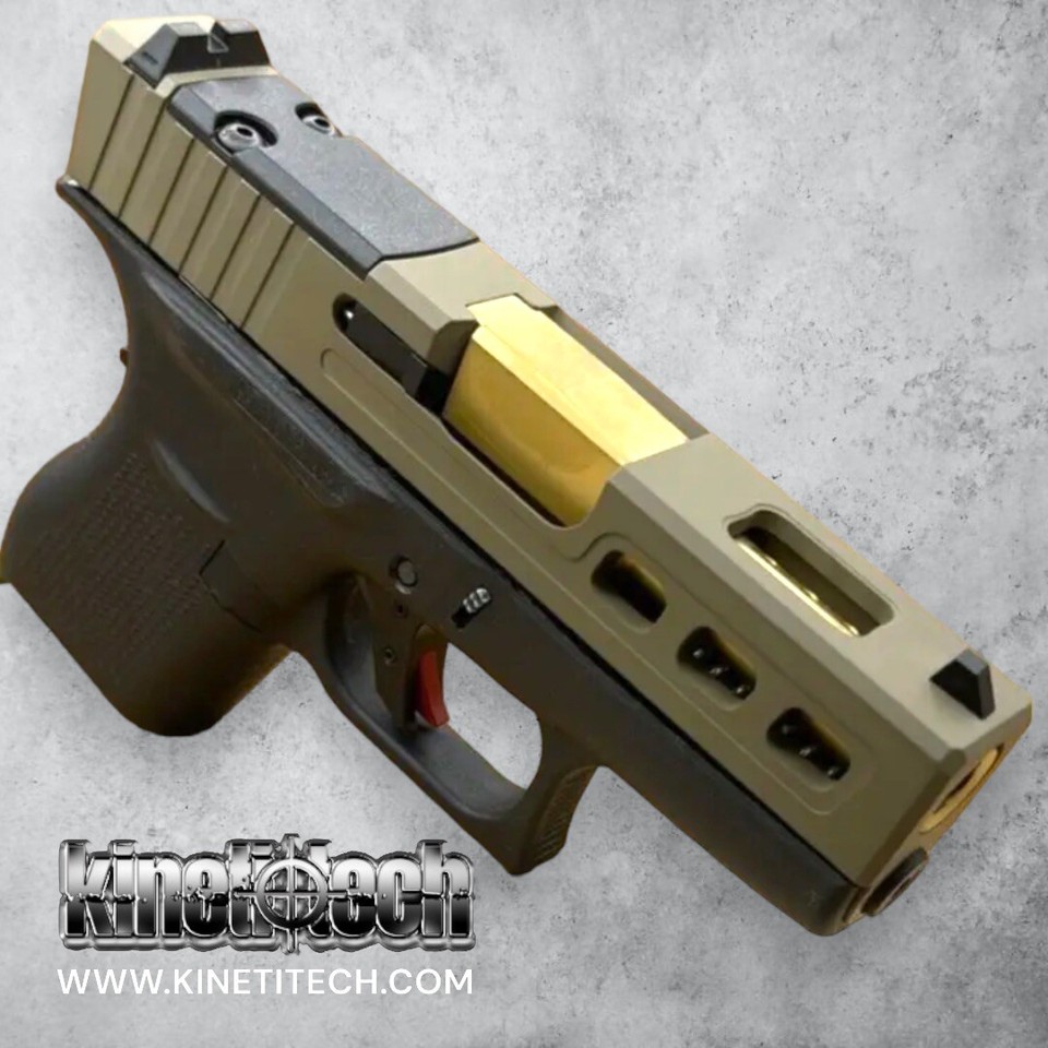 For Glock 43 43x FDE Complete Slide Lighting Ported RMSc PORTED GOLD ...