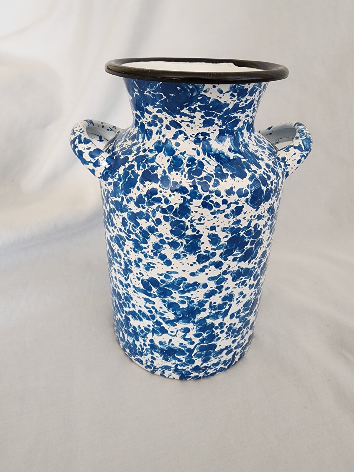 At Home Navy Blue Floral Tin 8" Milk Can Bucket Farmhouse Decor | eBay