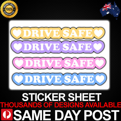 DRIVE SAFE Vinyl Sticker Sheet Car Decal Cheap Cute Bad Driver Funny ...
