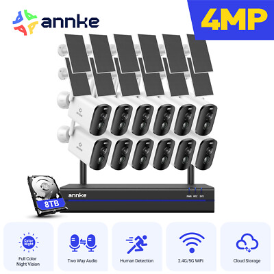 ANNKE 16CH 4MP Wireless Security Camera System Solar Battery 2 Way ...