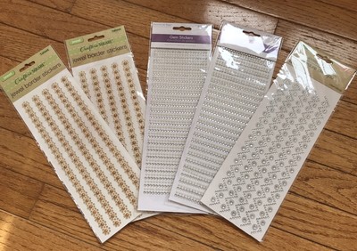 Scrapbooking Crafters Square Jewel Border Stickers Gold Silver Pearl ...