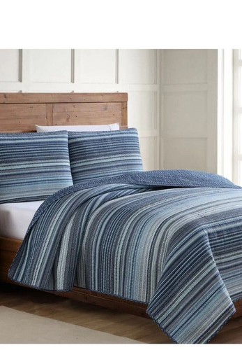 Estate Collection 3 Piece Size Full/Queen Taj Quilt Set Color Blue ...