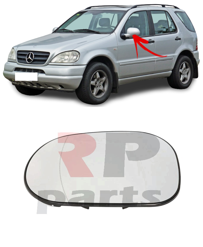 FOR MERCEDES-BENZ ML W163 98-01 WING MIRROR GLASS HEATED WITH FRAME ...