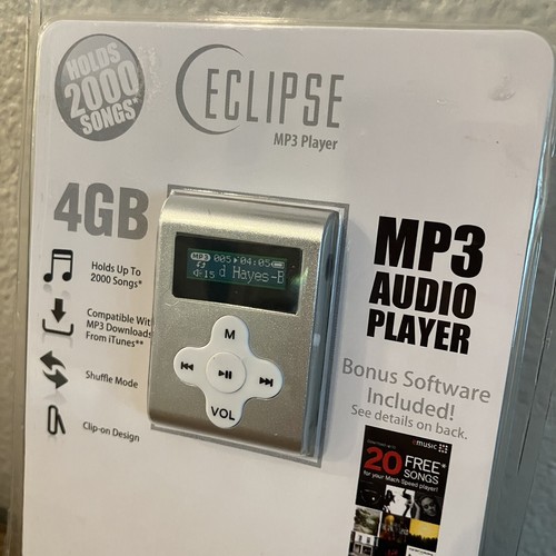 NEW Eclipse 4GB MP3 AUDIO Player SILVER Fit CLIP HOLDS UP TO 2000 SONGS ...