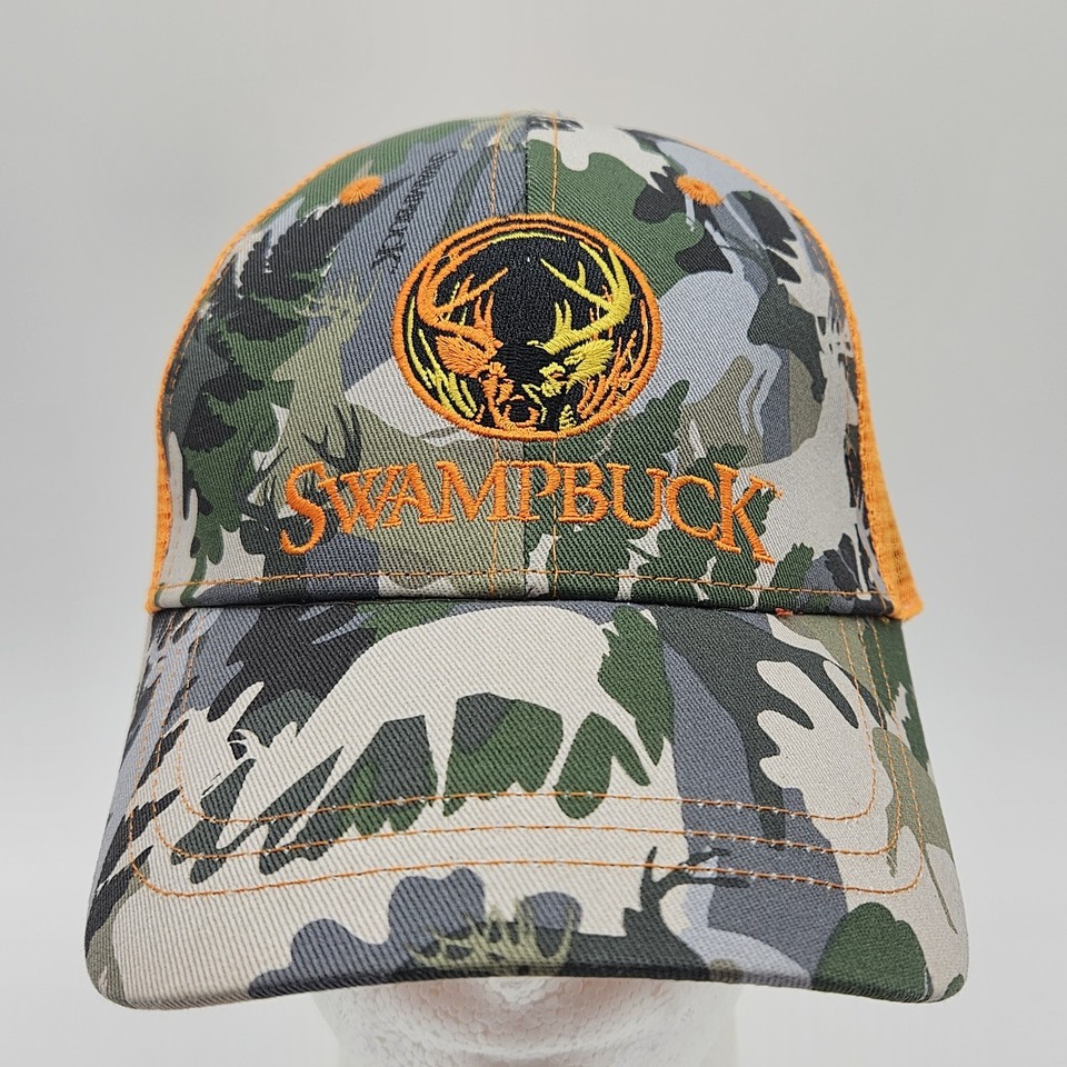 Swamp Buck Hat Embroidered Deer Hunting Camo Hunt Live Orange Mesh ...