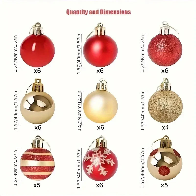50pcs Christmas Decor Baubles Tree Xmas Balls Party Wedding Ornament ...