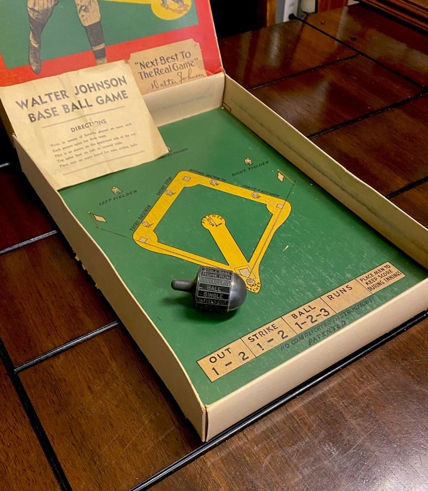 Antique 1920s Walter Johnson Baseball Game -Box /Spinner/ Game Board ...