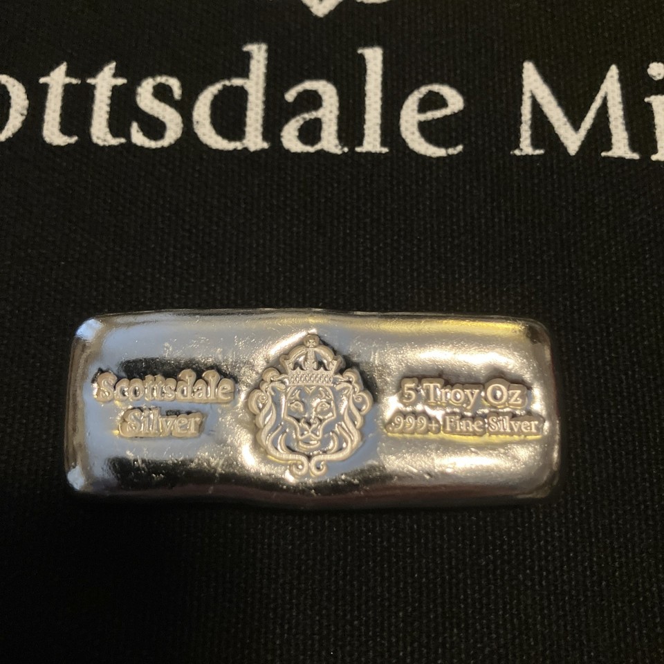5 oz Scottsdale Silver CAST Bullion Bar .999+ Silver Bar | eBay